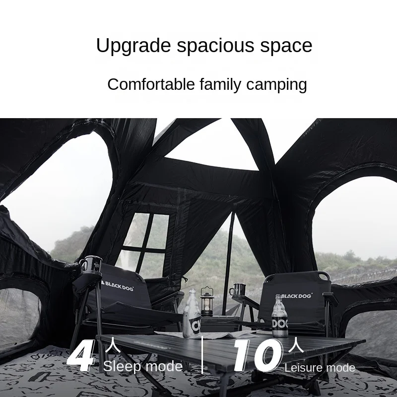 Outdoor automatic tent with canopy, black rubber tent, camping ...