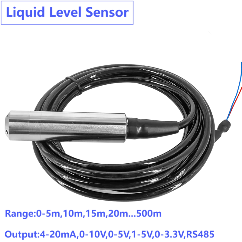 Submersible Liquid Level Sensor Transducer 1m 30m 50m range to 4-20mA 0-10V Output Liquid ...