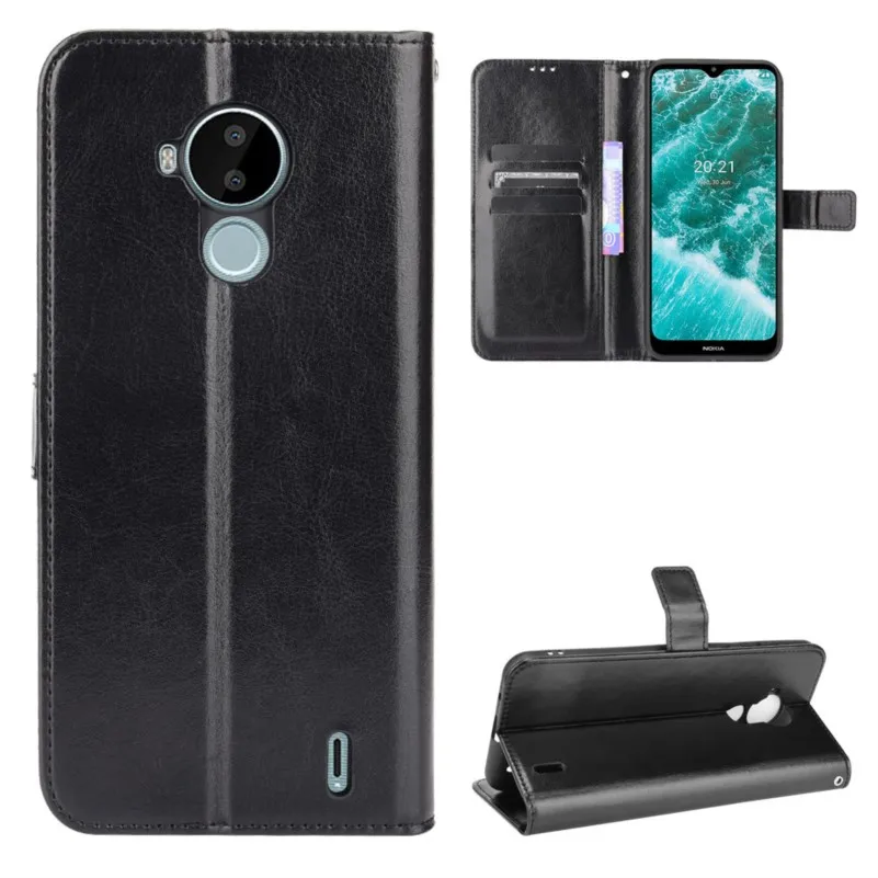 Black Shell Guard On For Nokia C30 Case Luxury Flip PU Leather Wallet ...
