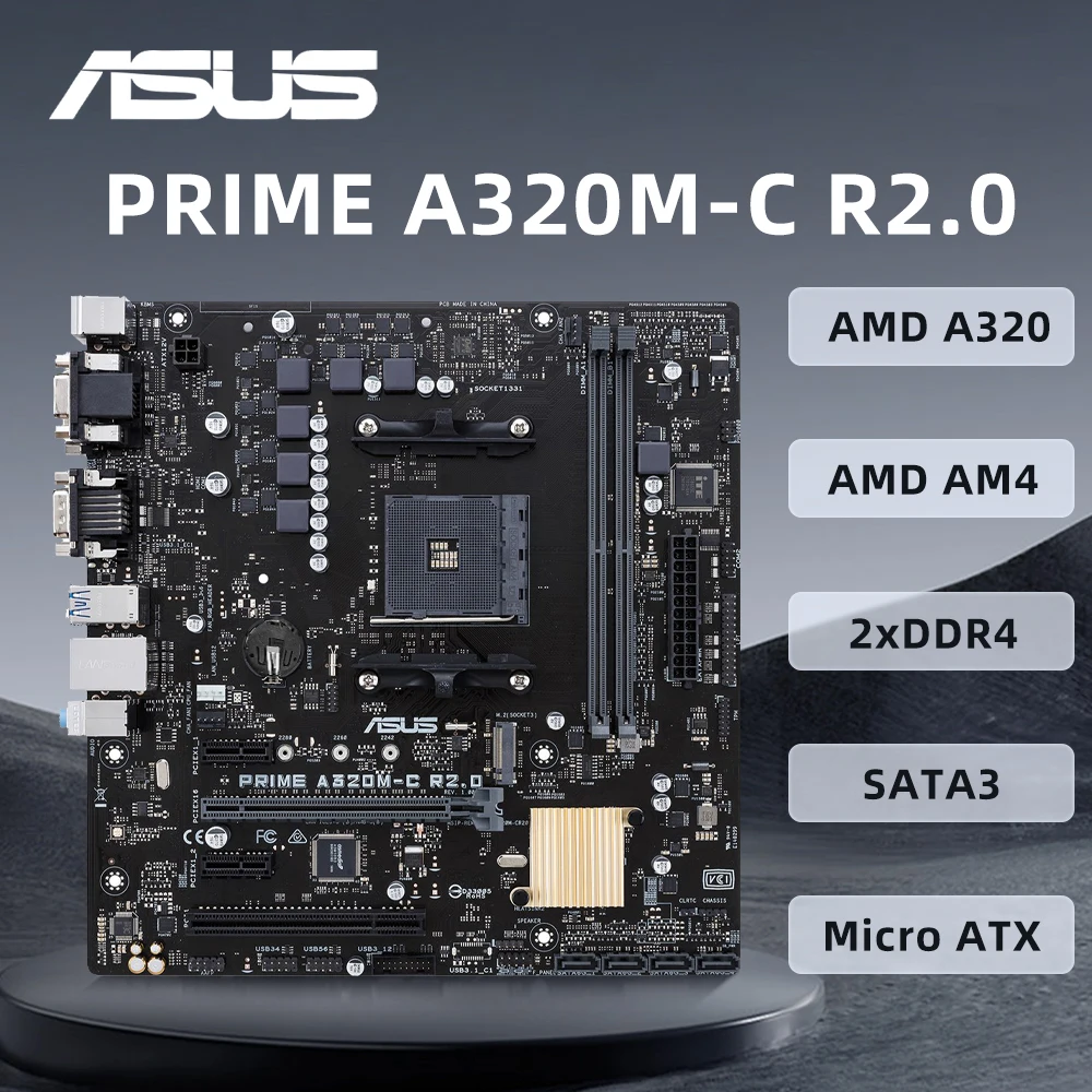 ASUS-PRIME-A320M-C-R2-0-Motherboard-Support-Ryzen-5-2600X-3600-5600G ...