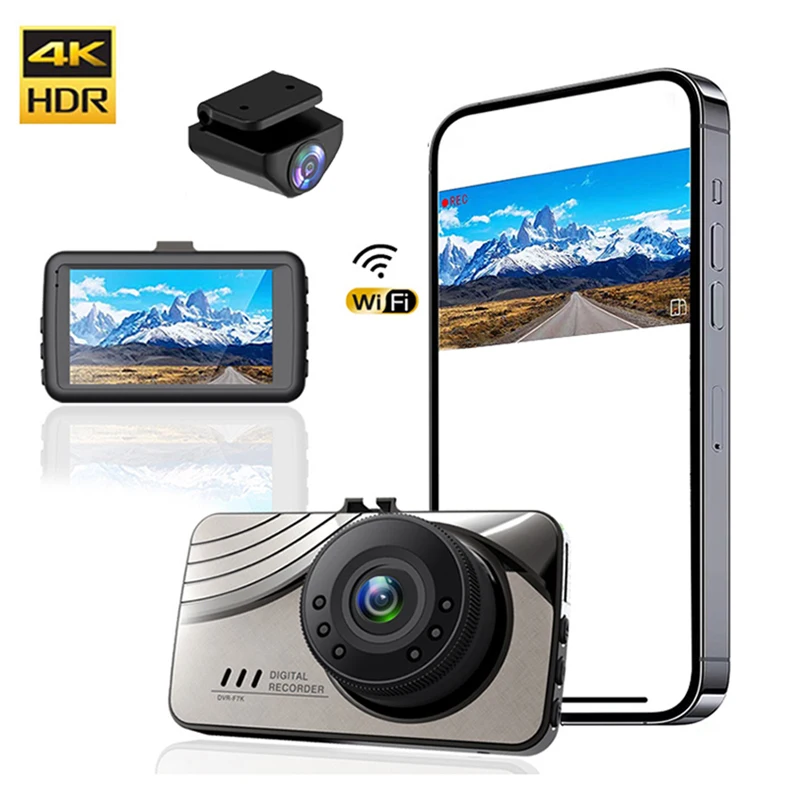 4K Front and Rear Dash Cam For Car Mobile WiFi interconnection car ...