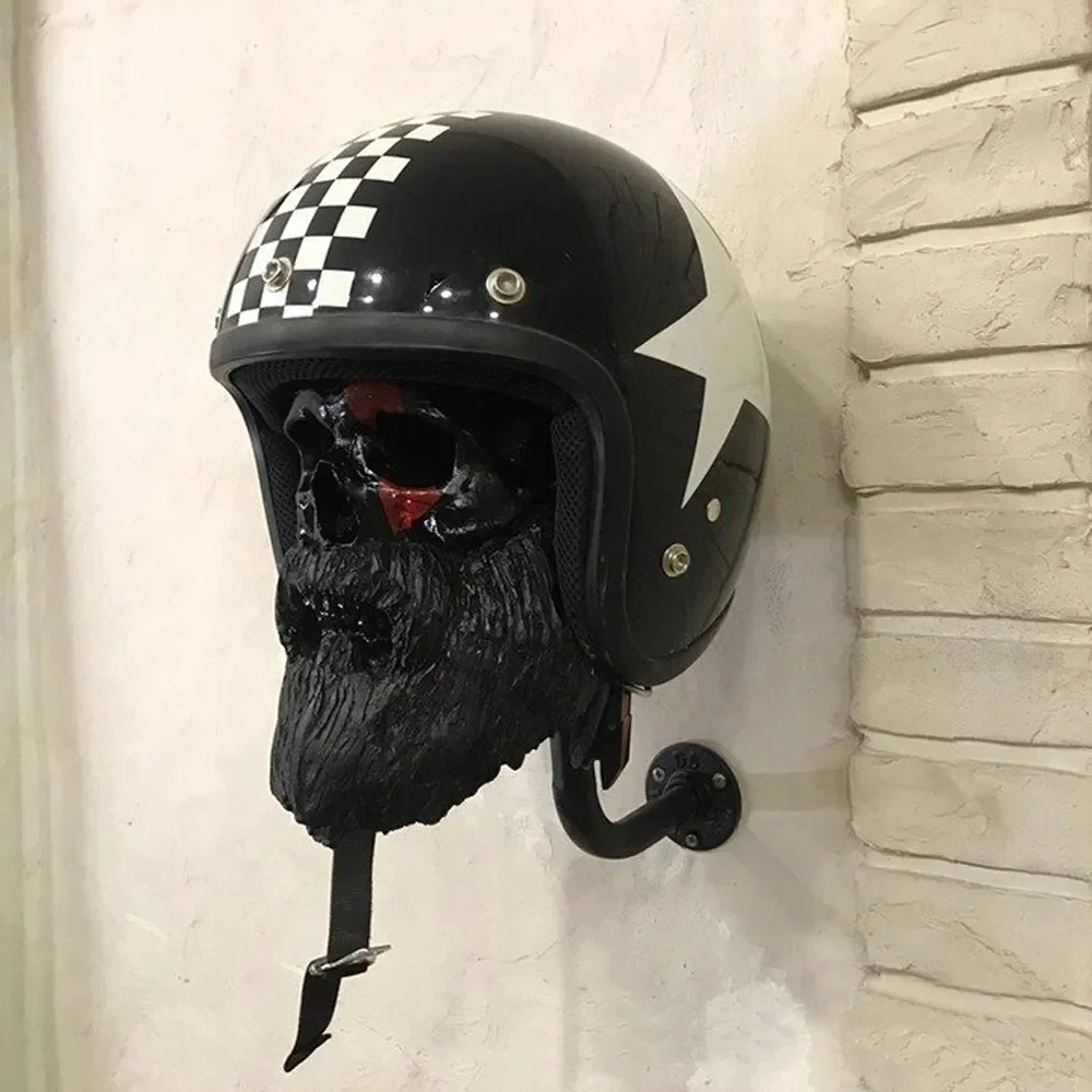 Motorcycle-Skull-Helmets-Holder-Wall-Mounted-Skull-Helmet-Hanger-Resin ...