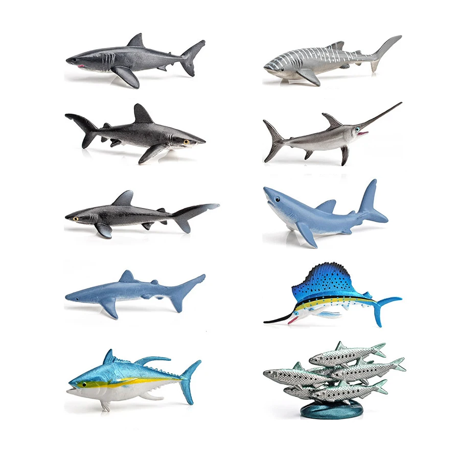 10pcs-Mini-Deep-sea-Fish-Sardine-Sharks-Whale-Sailfish-Model-Figure-Sea ...