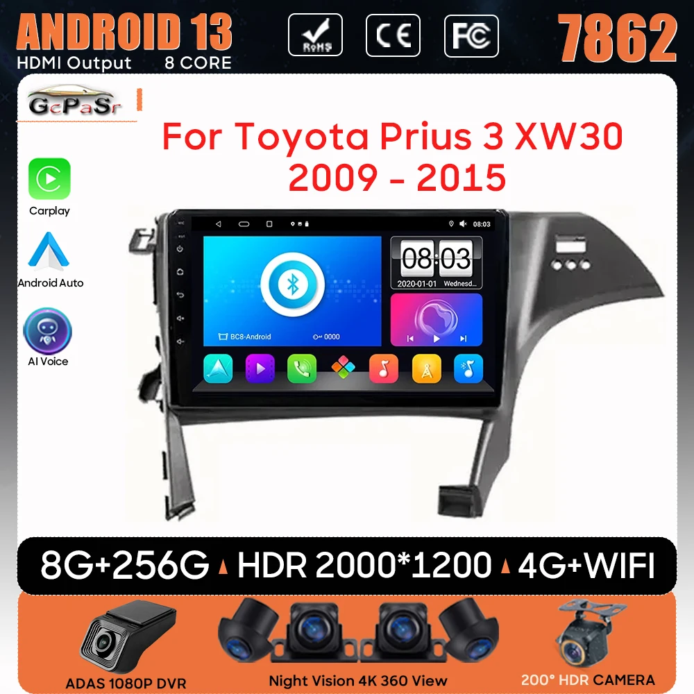 RHD-Car-Radio-Android-13-For-Toyota-Prius-3-XW30-2009-2015-GPS ...