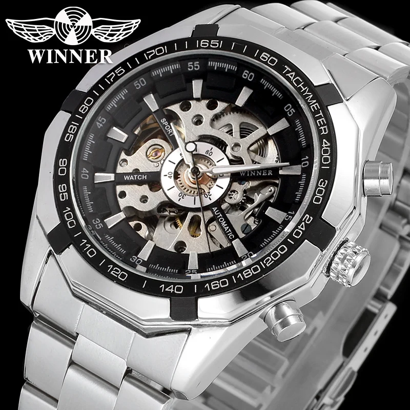 WINNER-Fashion-Stainless-Steel-Skeleton-Mechanical-Watch-For-Man ...