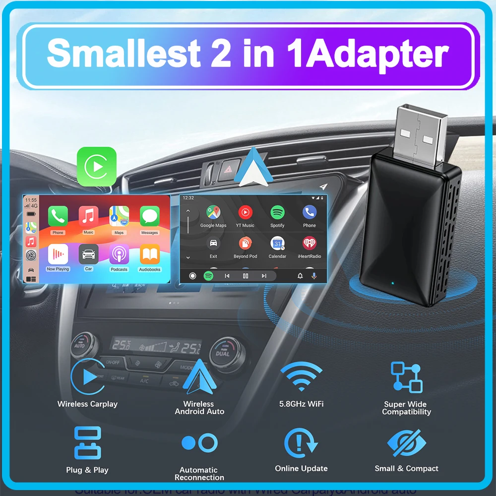 Wireless-Carplay-Android-Auto-Wireless-Adapter-Smart-Dongle-2in-1-For ...
