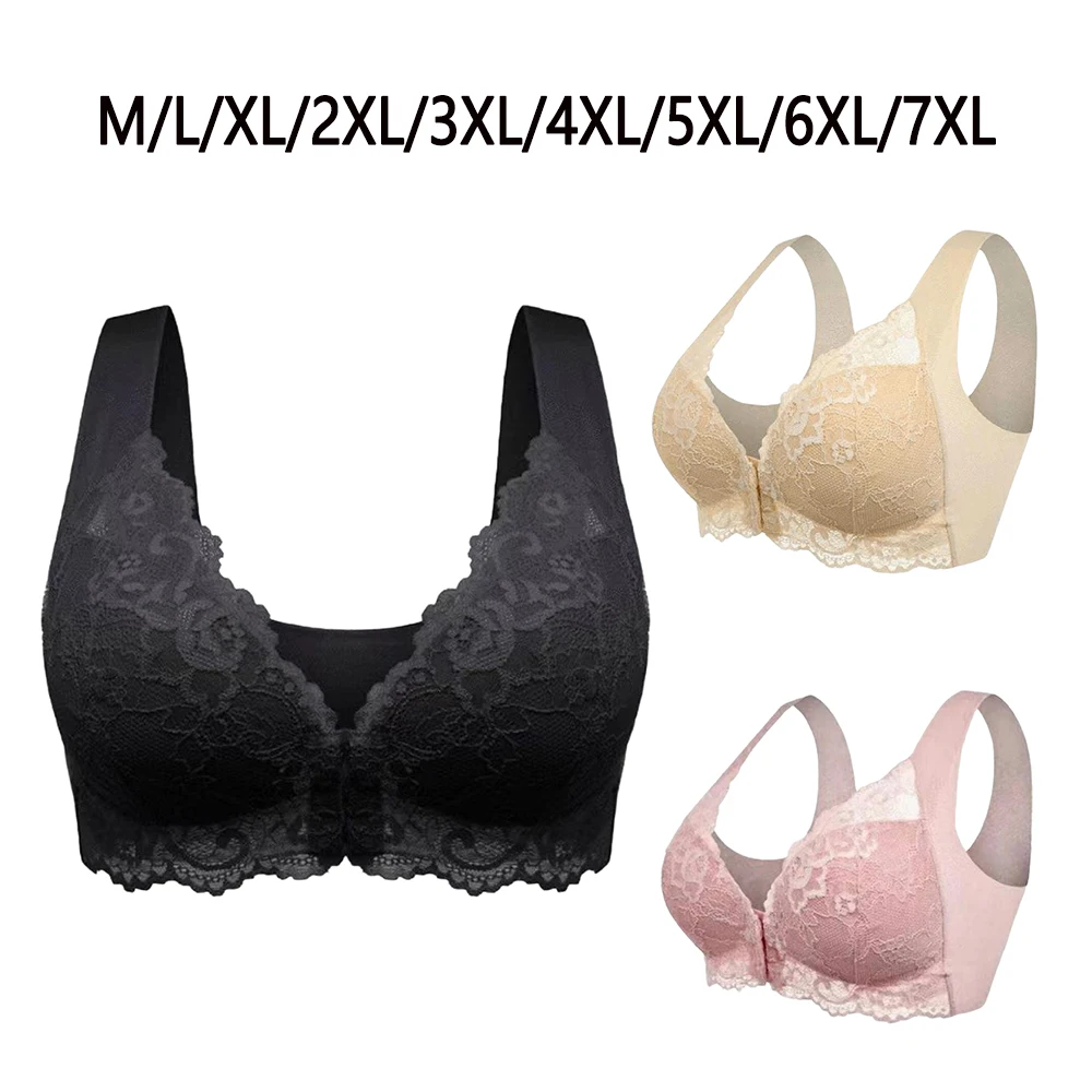 M-L-XL-2XL-7XL-Women-Wire-free-Bra-Push-Up-Lace-Trim-Design-Polyester ...