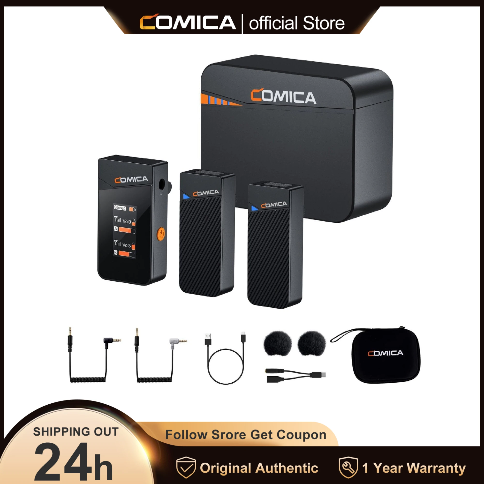 Comica-Vimo-C-2-4G-Mini-Wireless-Lapel-Microphone-with-Charging-Case ...
