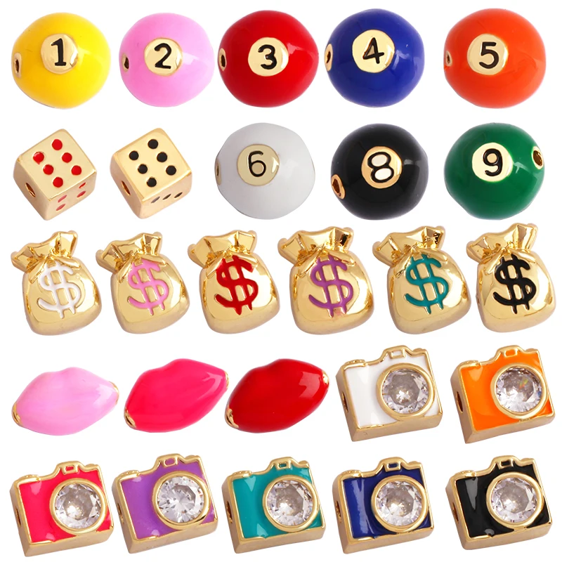 Monedero-de-c-mara-de-dados-de-billar-Cuenta-de-esmalte-colorido-de ...