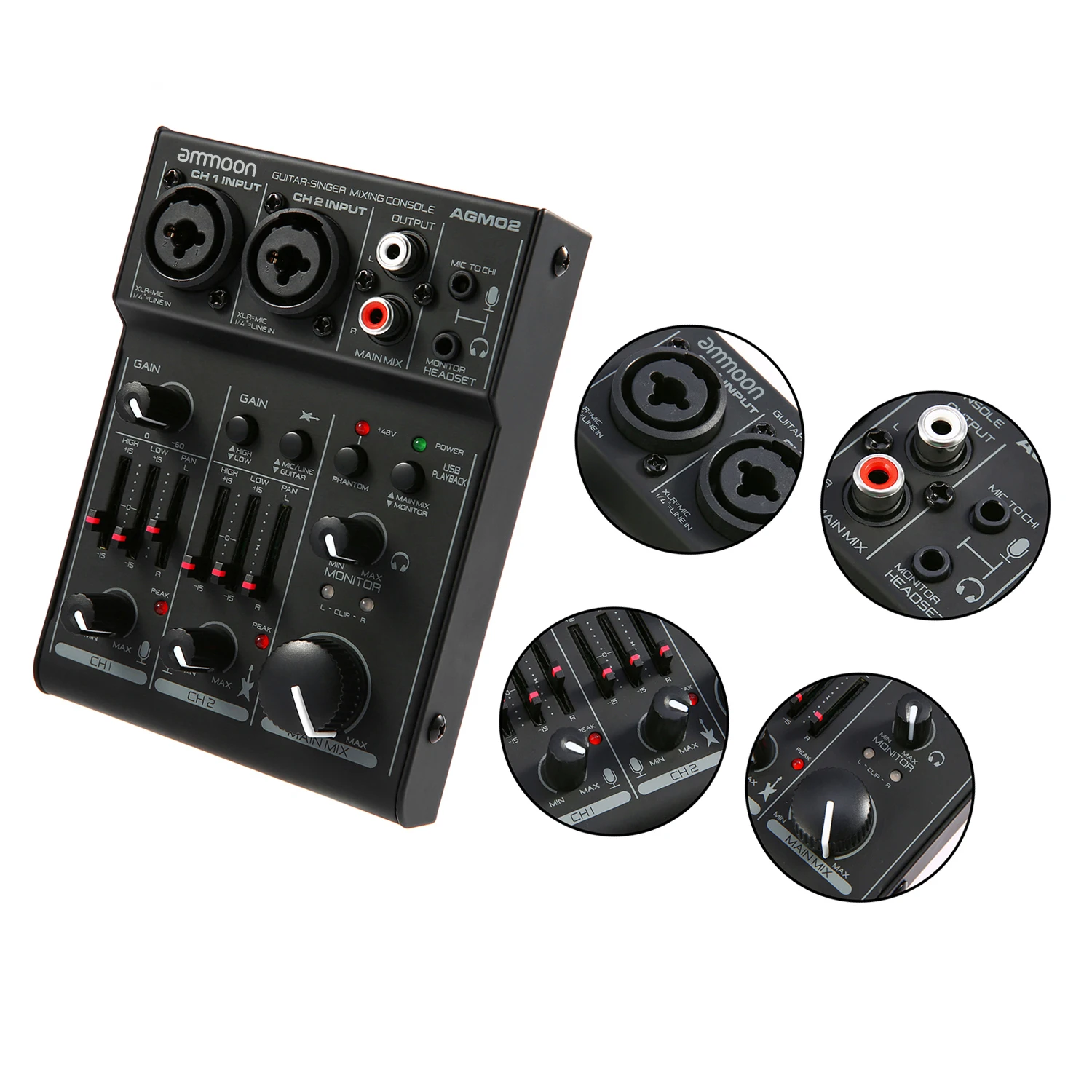 ammoon-AGM02-2-Channel-Sound-Card-Mixing-Console-Digital-Audio-Mixer-2 ...