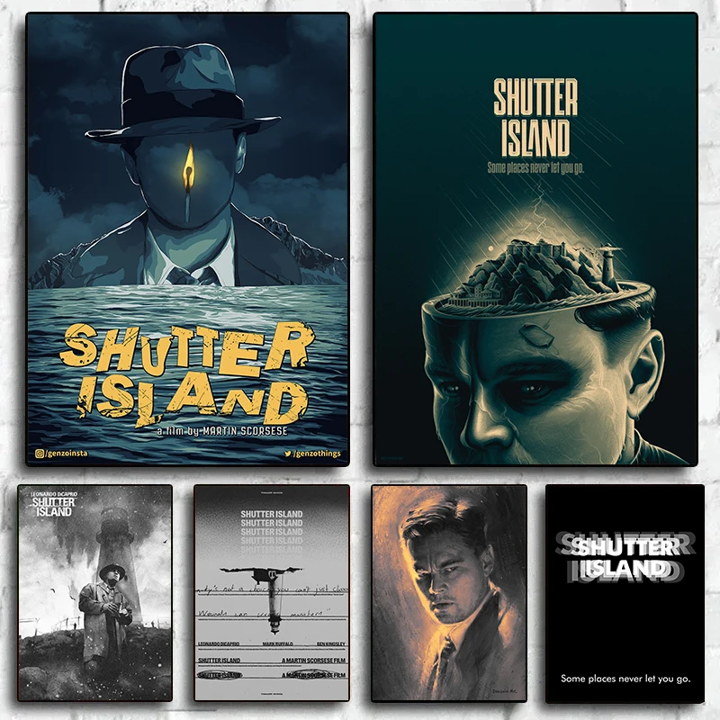 Suspense-Movie-Shutter-Island-Poster-Canvas-Painting-Vintage-Abstract ...