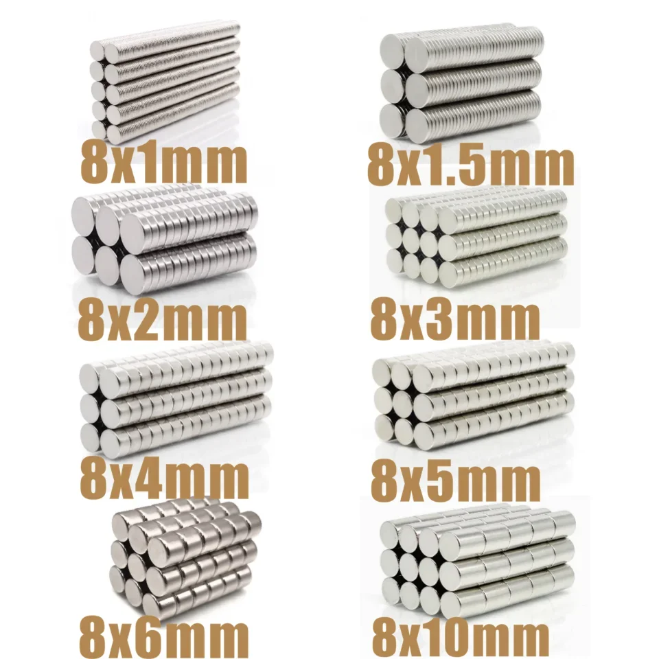 20-500Pcs-N35-Round-Magnet-8x1-8x1-5-8x2-8x3-8x4-8x5-8x6-8x10-Neodymium ...