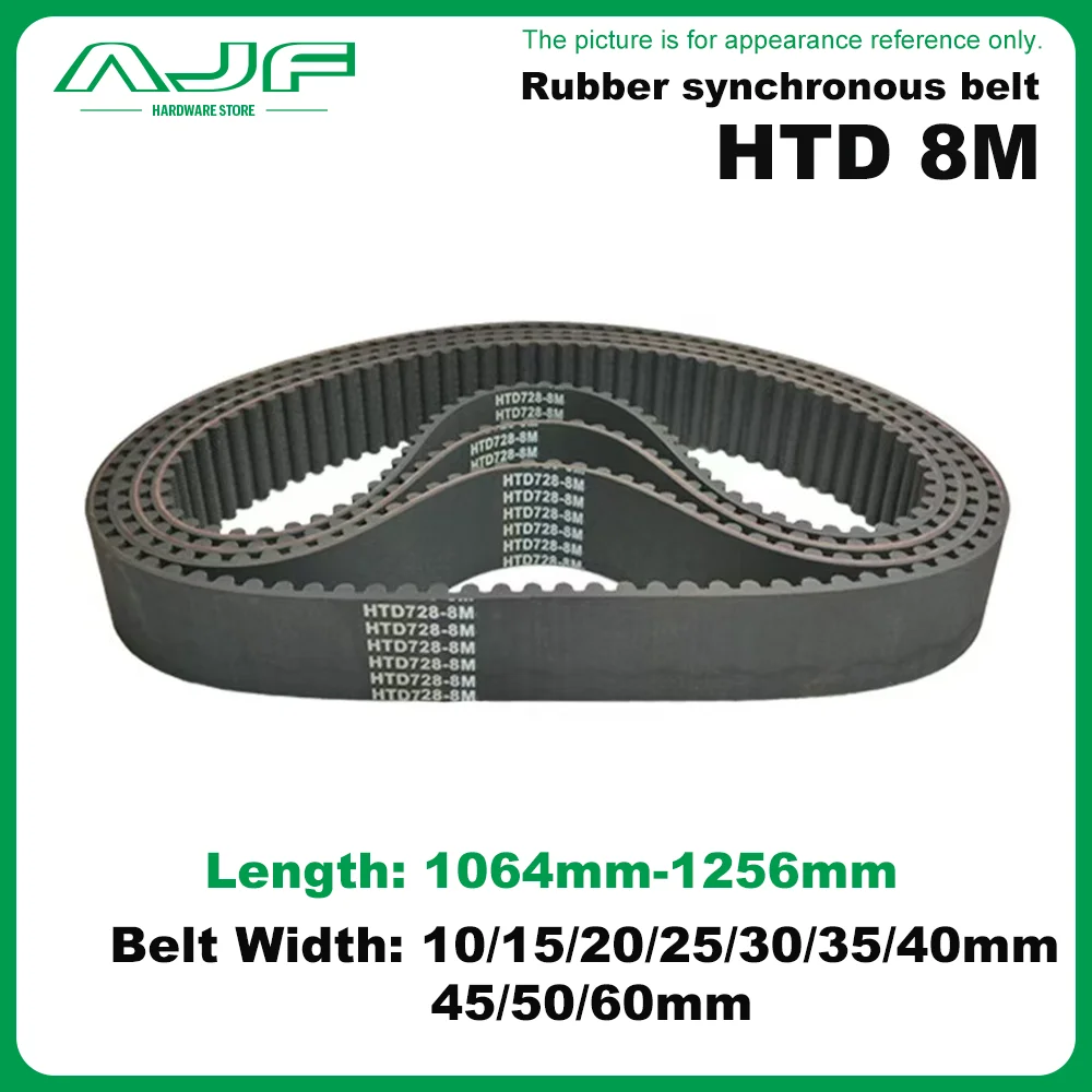 HTD 8M Closed Loop Timing Belt Length:1064mm-1256mm 8M Synchronous Belt ...