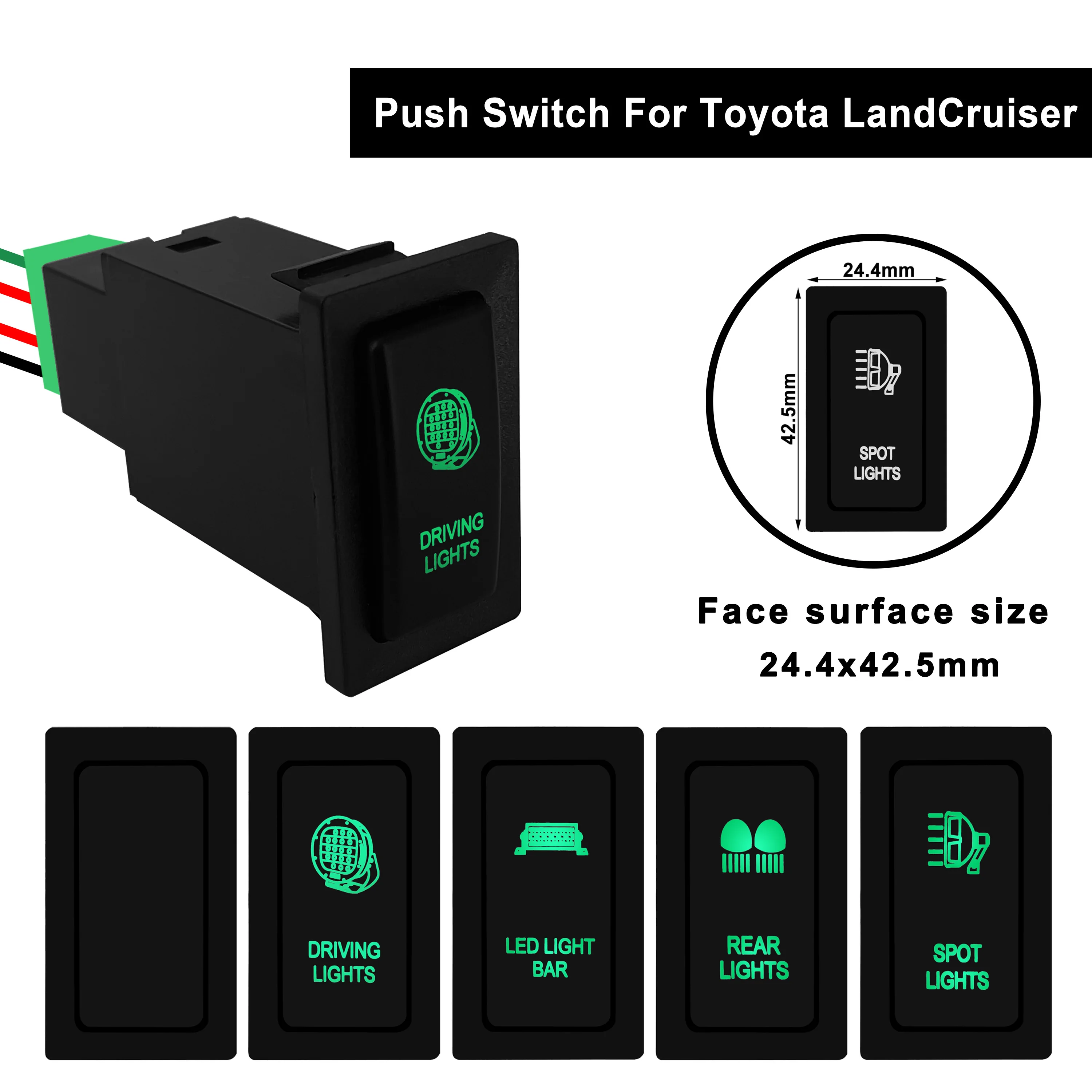 Push-Switch-Green-Led-ON-OFF-for-Toyota-LandCruiser-80-Series-78-79 ...