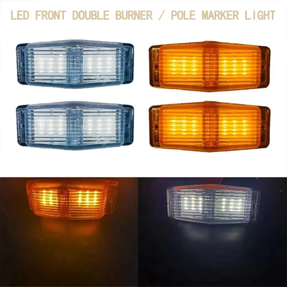 2Pcs Set E6 Amber White LED Marker Light Front Grill Double Burner ...