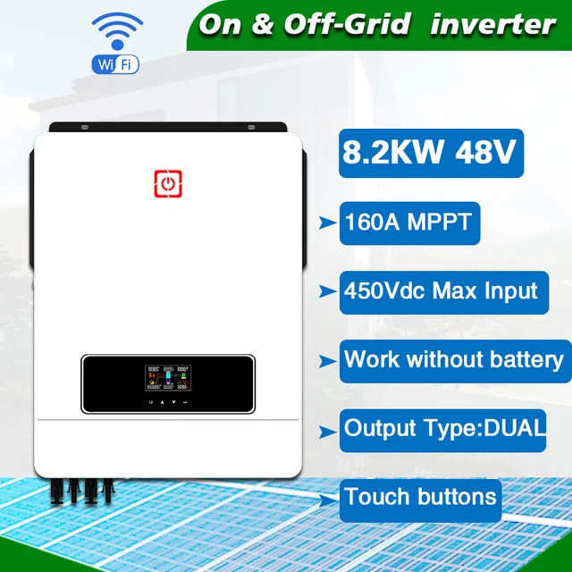 10.2KW 48V Hybrid Solar Inverter Build-in Mppt 160A Controller 500VDC PV Input 230VAC 48V Pure ...