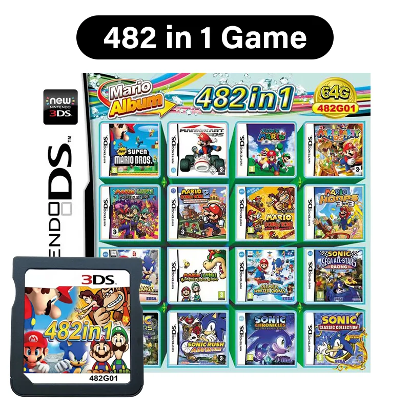 482 in 1 시리즈 편집 클래식 게임 버전 멀티카트, NDSL NDS 2DS 3DS 비디오 카트리지 콘솔 R4 카드용| | - AliExpress