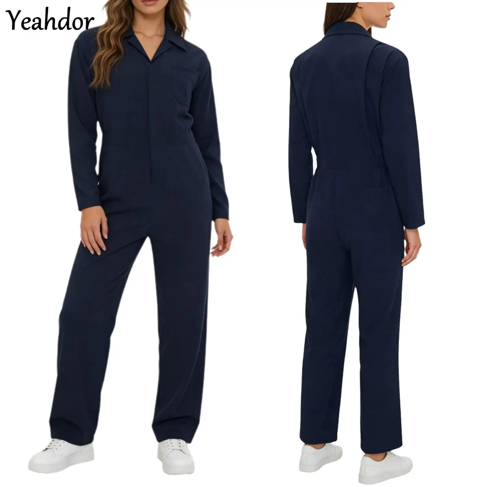 Women Workshop Mechanic Overall Uniform Full Long Coverall Solid Color ...