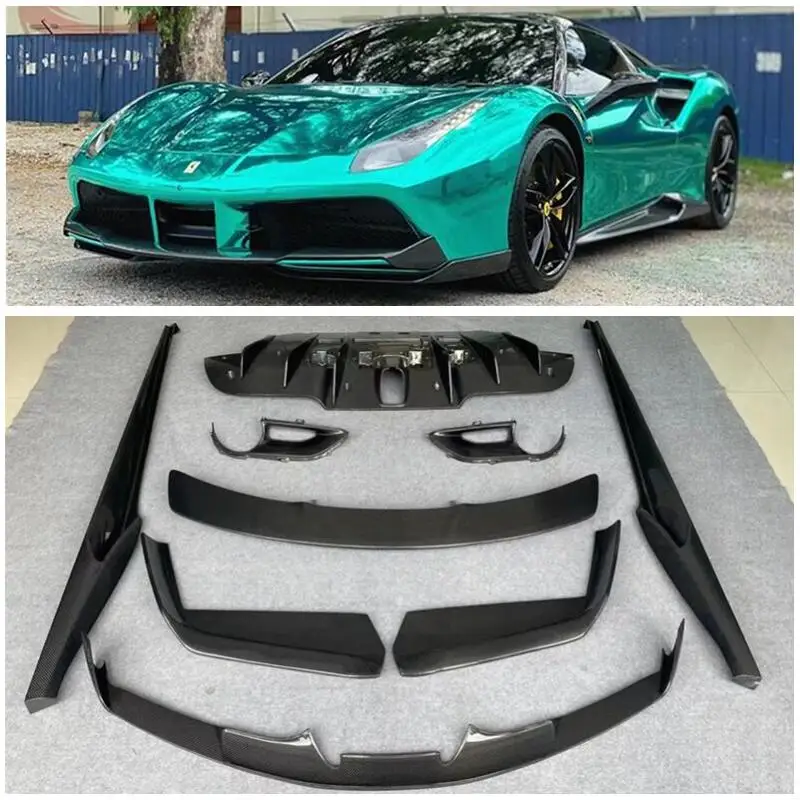 For Ferrari 488 High Quality REAL Carbon Fiber Front Lip Splitters Rear ...