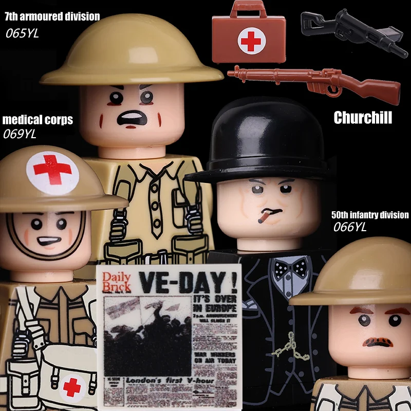 MOC WW2 Military British Soldiers Figures Medical Box Army Gunner ...