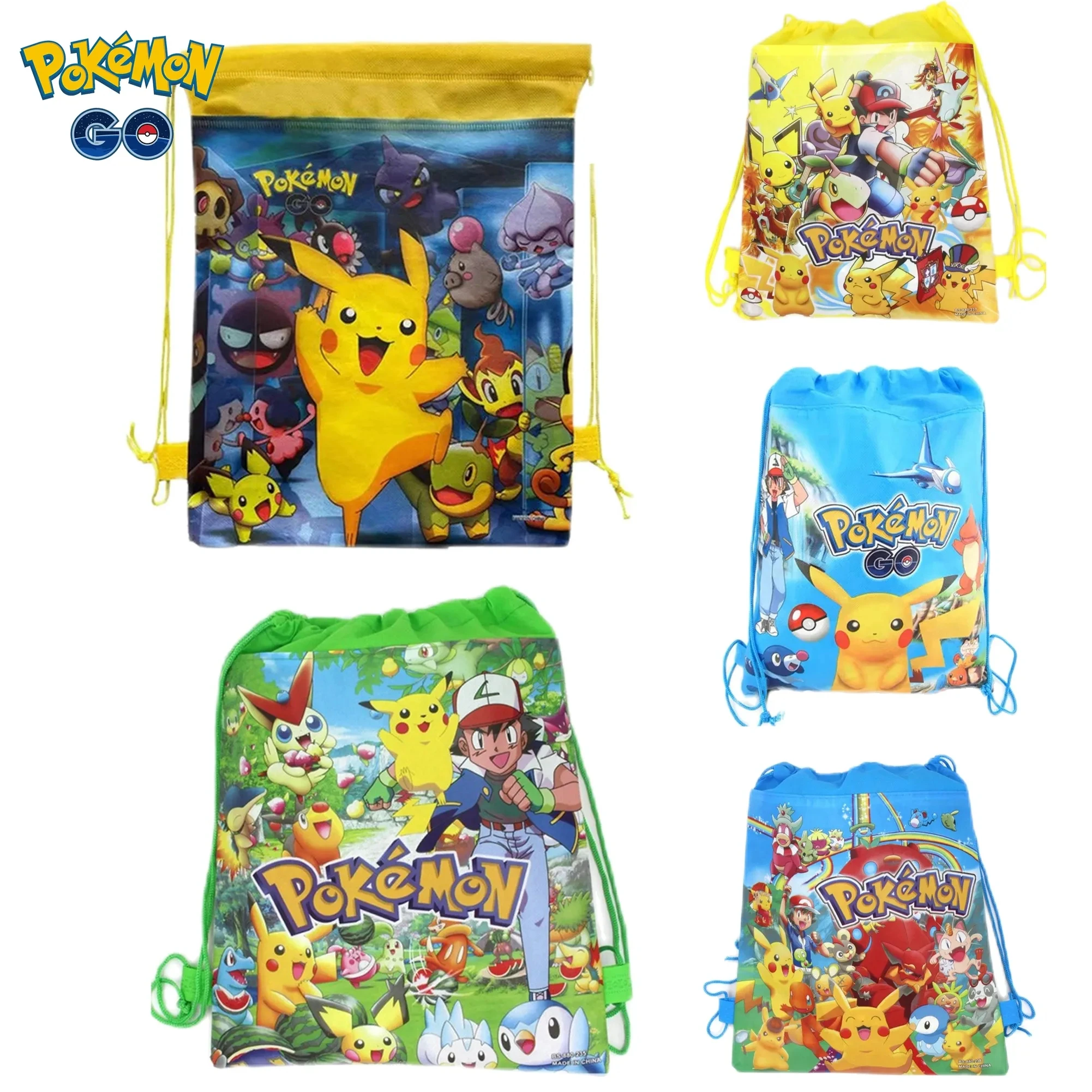 New-Pokemon-Anime-Pikachu-Backpack-Drawstring-Bag-Children-Non-woven ...