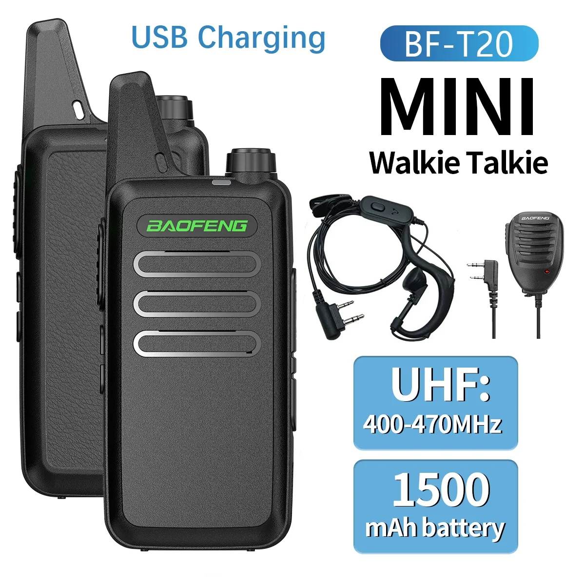 Baofeng-BF-T20-Port-til-Mini-Walkie-Talkie-Carregamento-USB-UHF-para-BF ...
