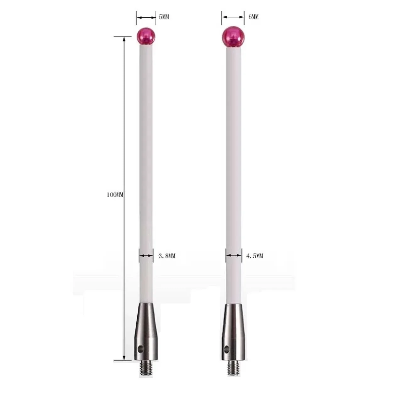 1pc 5/6mm OD M4 L100 threadruby Head Ceramic Styli Rod 3D Three ...