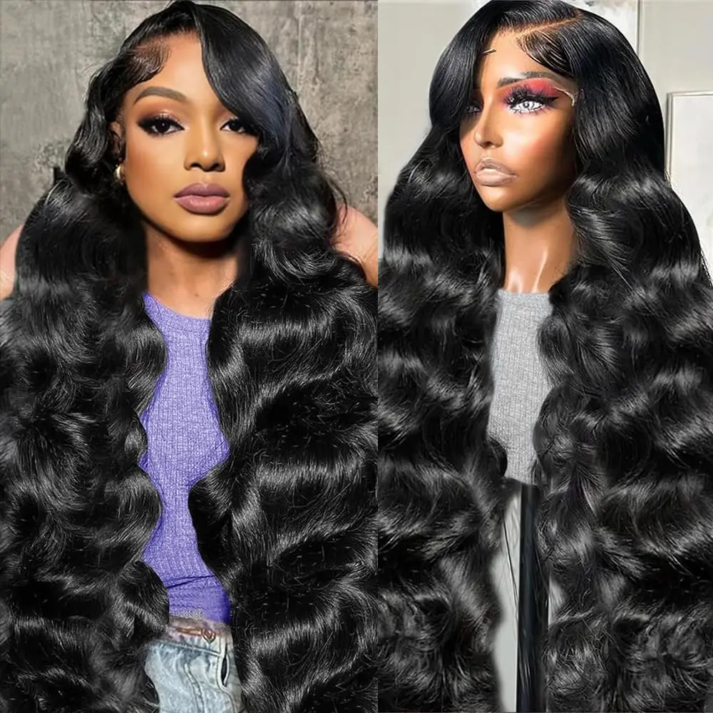 40 Inch Body Wave Lace Front Wigs Human Hair Pre Plucked 13x6 HD Lace ...