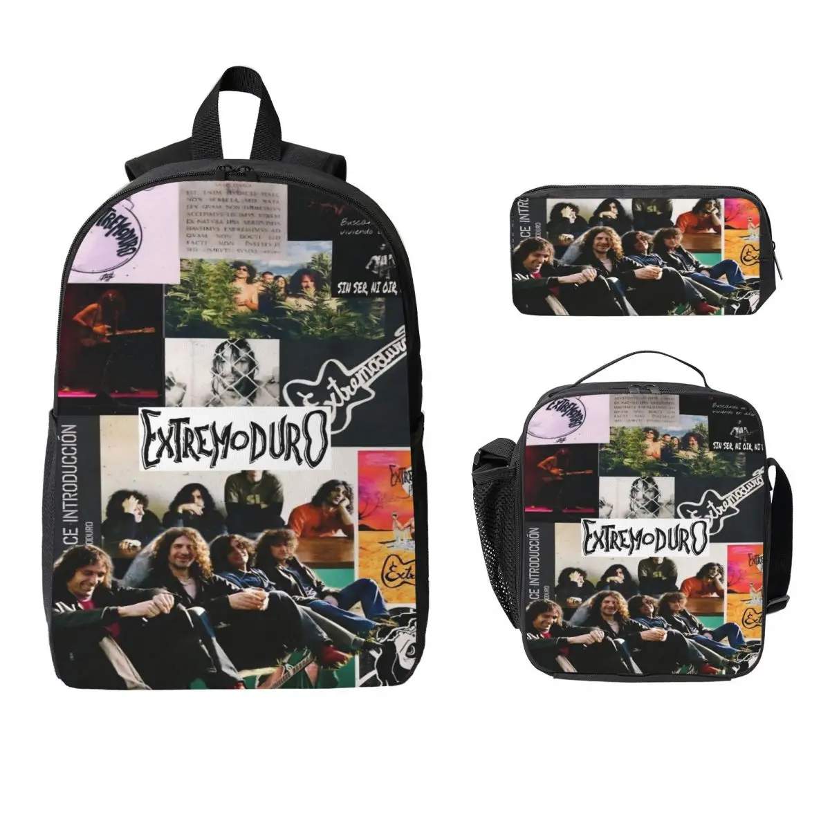 3Pcs Extremoduro Rock Band Backpack Set for Boy Girl Pen Bags Bookbag ...