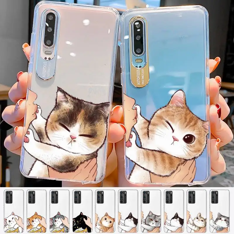Cute-Cat-Cartoon-Phone-Case-for-Huawei-P20-P30-P40-P50-pro-lite-Mate50 ...