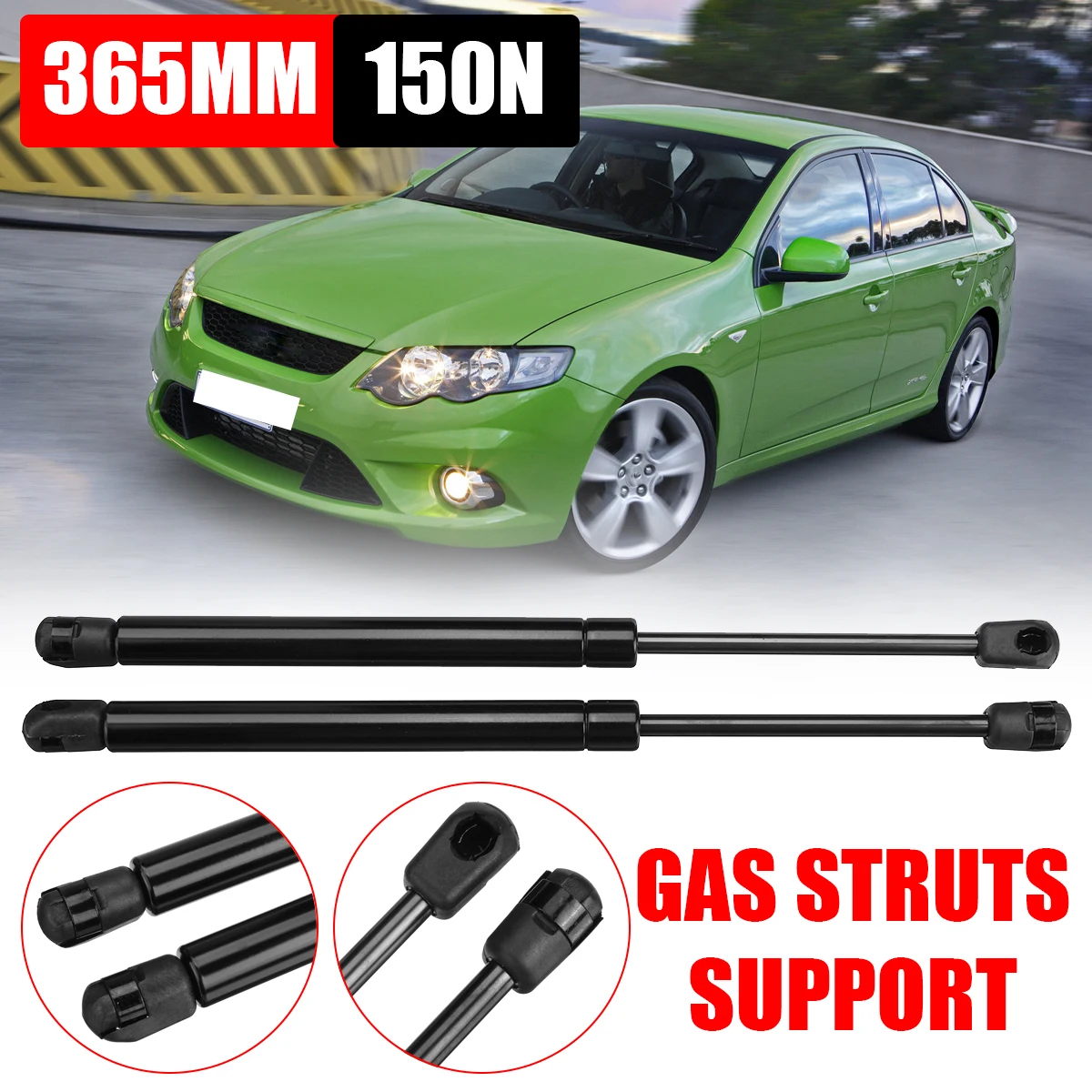 2PCS Car Tailgate Boot Gas Struts Gas Spring 365mm-150N Shaft For Ford ...