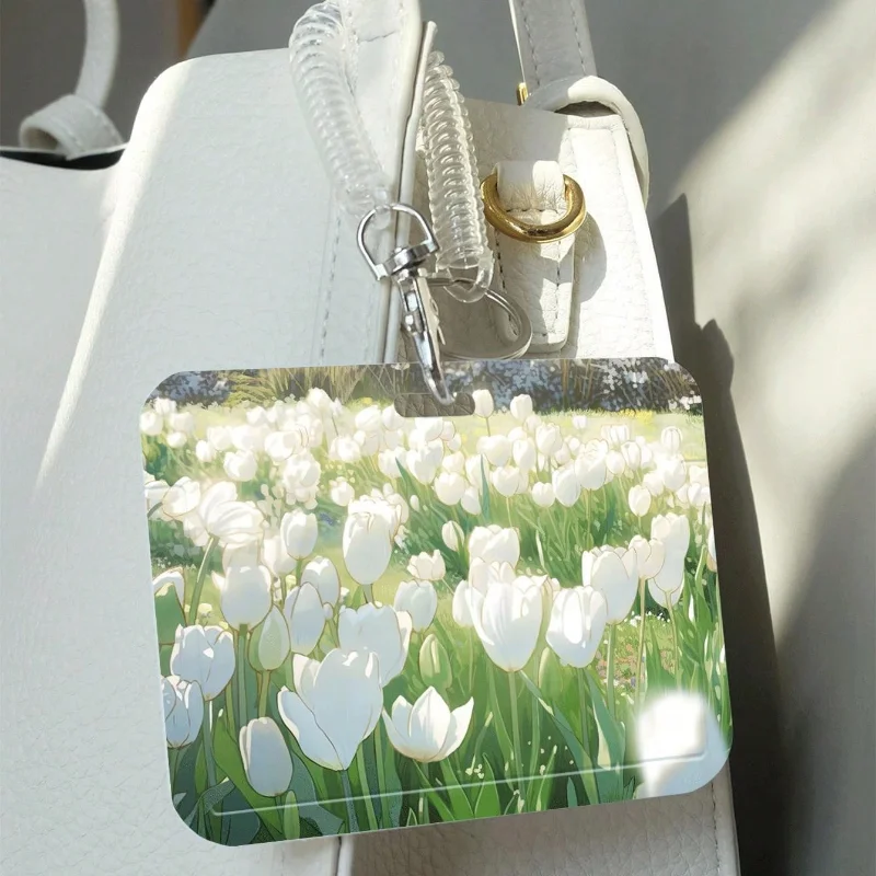 1pc Creative Cartoon Student Campus Card Case With Stretchable Spring ...
