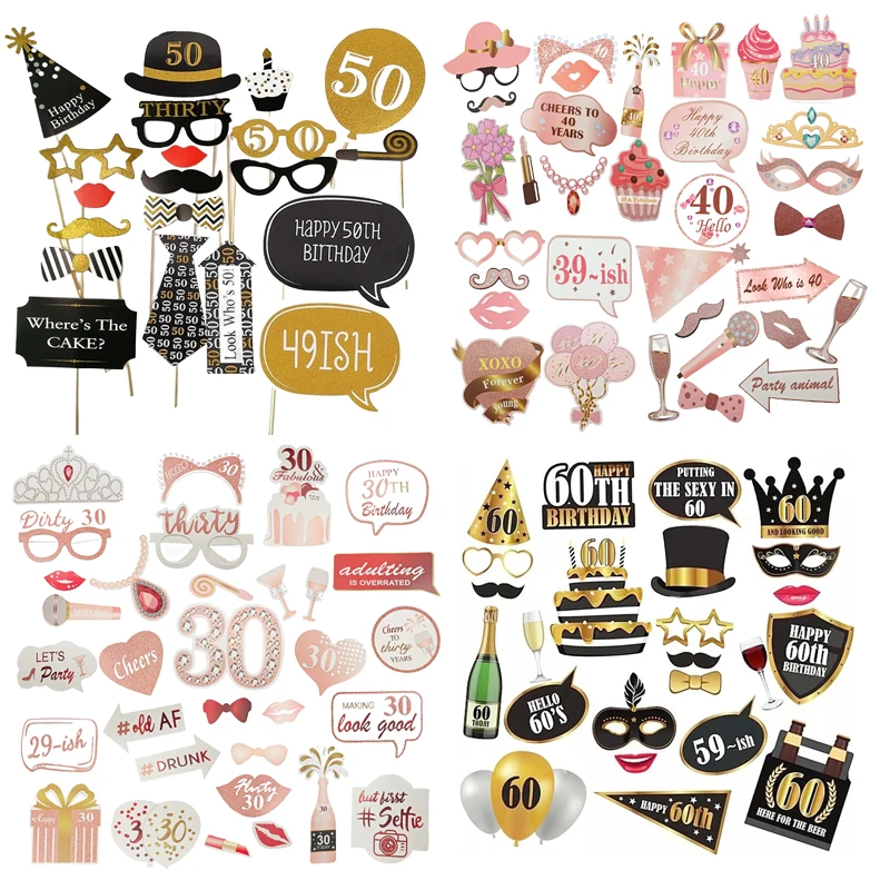 1Pcs-Black-Gold-Happy-Birthday-Handheld-Paper-Photo-Frame-Birthday ...