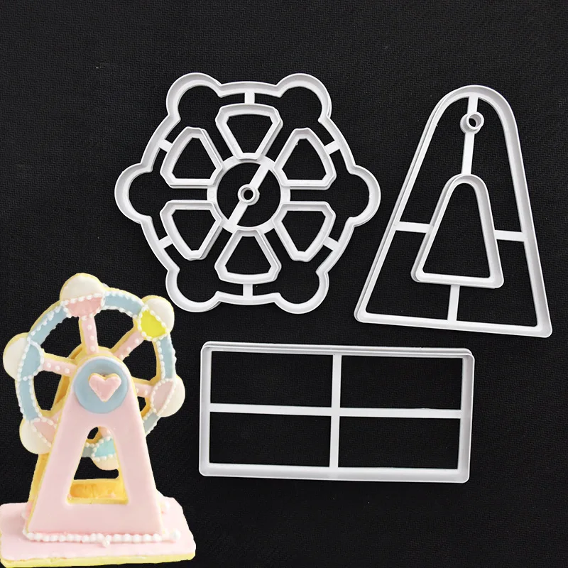 3pcs-set-Ferris-Wheel-Cake-Mold-Plastic-3D-Cookie-Biscuit-Cutter-Cake ...