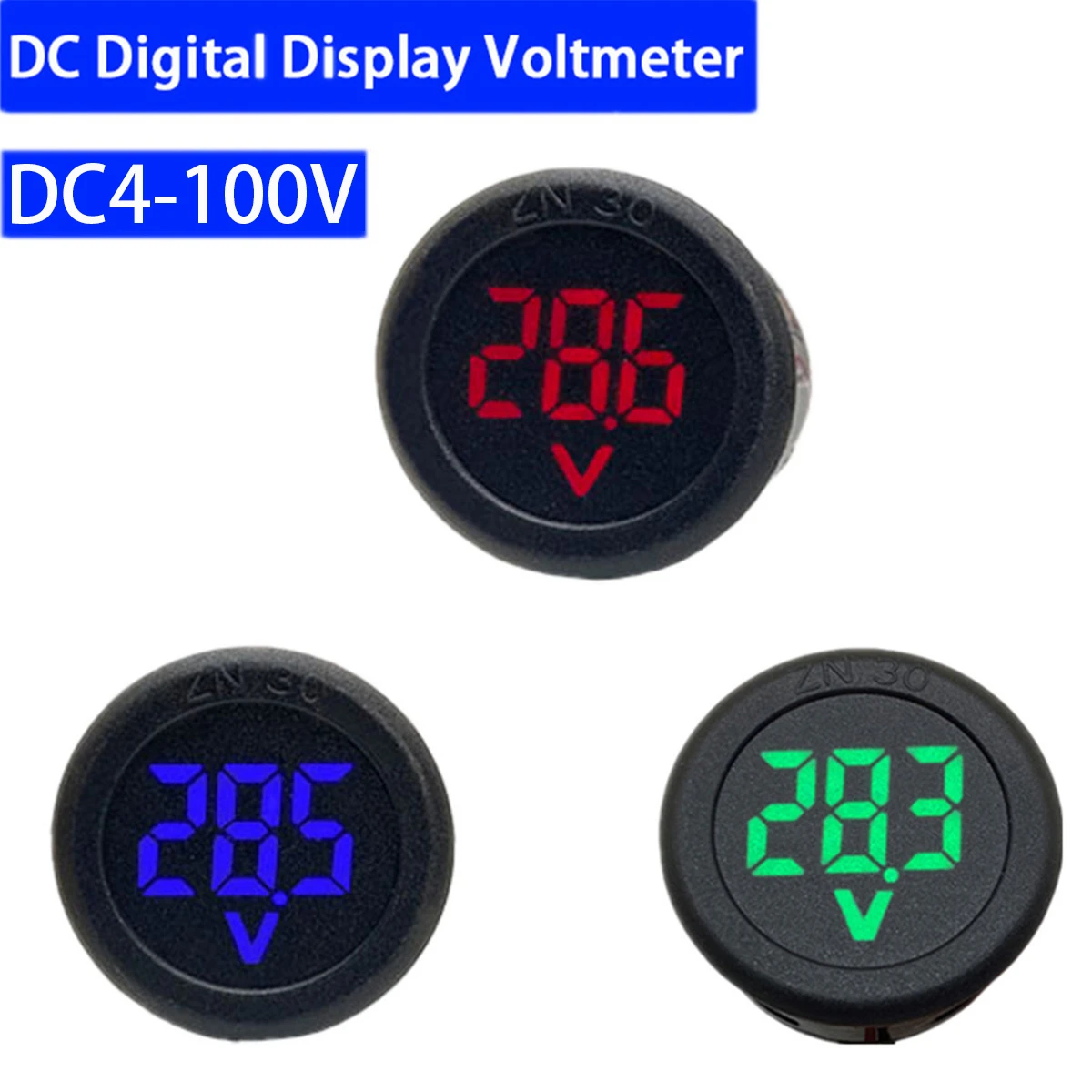 DC4 100V Digital Voltmeter LED Digital Display Circular Voltmeter Car ...