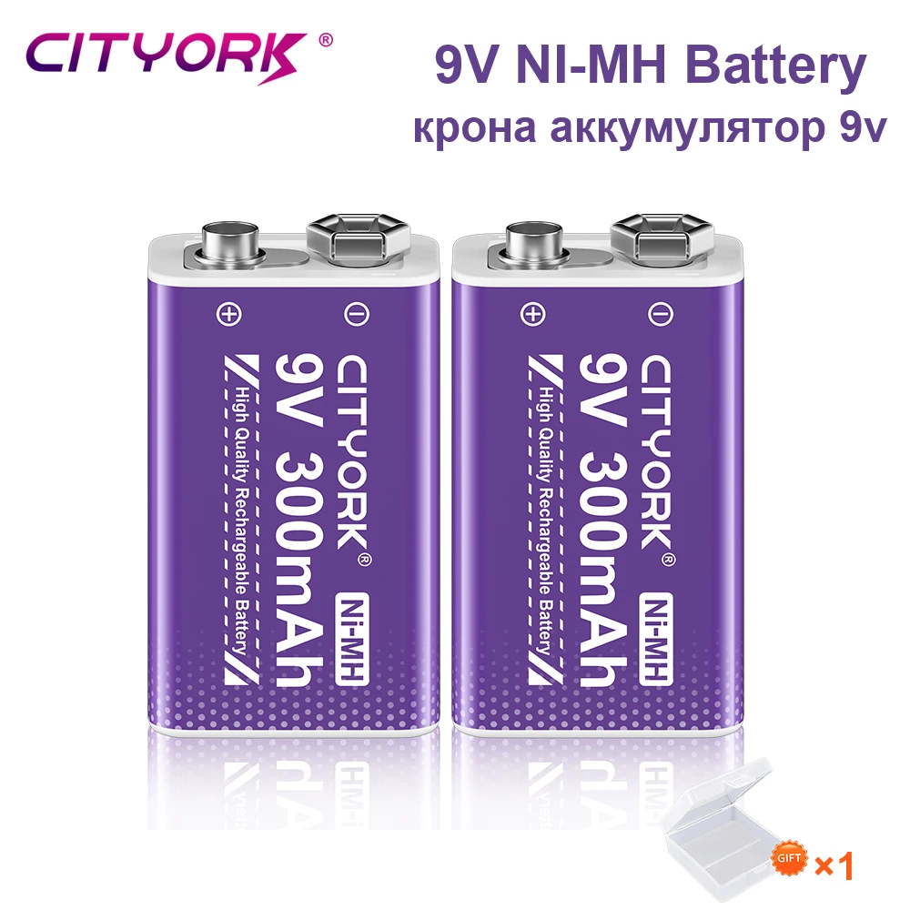 CITYORK-9V-NiMH-Rechargeable-Battery-300mAh-9V-6f22-Crown-Krone-battery ...