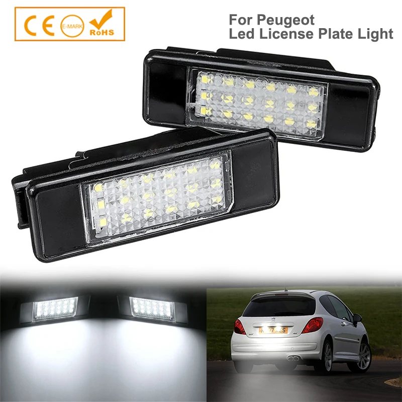 2x-LED-Car-Rear-License-Plate-Light-For-Peugeot-308-3008-406-407-508 ...
