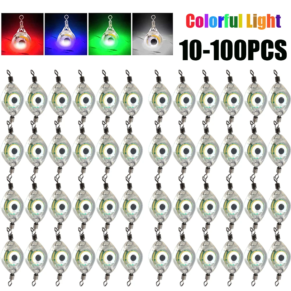 50-10pcs Led Attracting Fish Light Eye Shape Fishing Lure Light ...