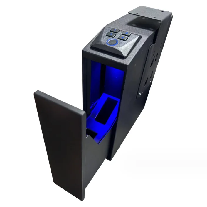 Pullable-fingerprint-password-safe-pistol-box-silent-blue-light-three ...