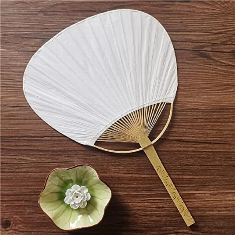 Pai Pai Bambu Lot Fans Pure White Bamboo Handle Blank Calligraphy ...