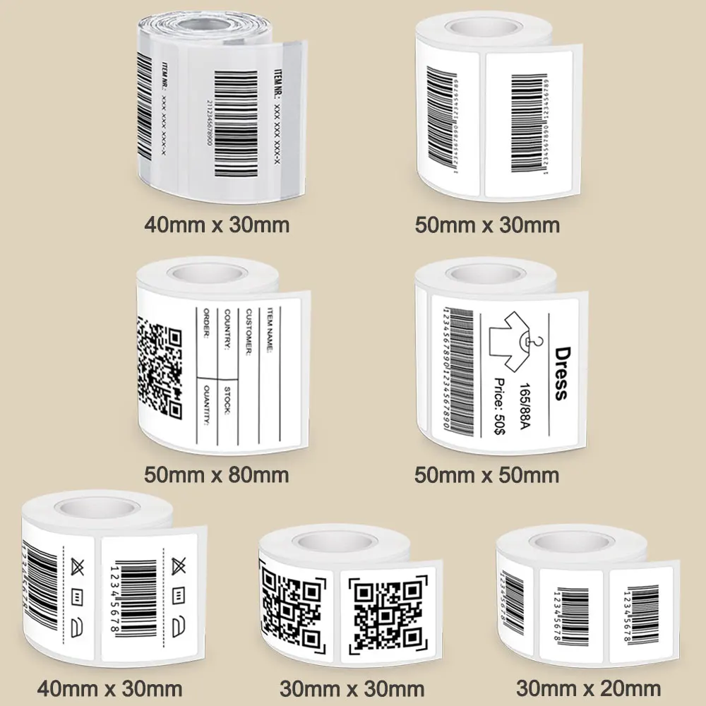 Mixed-Size-White-Label-Sticker-for-E210-Mini-Printer-Adhesive-Label ...