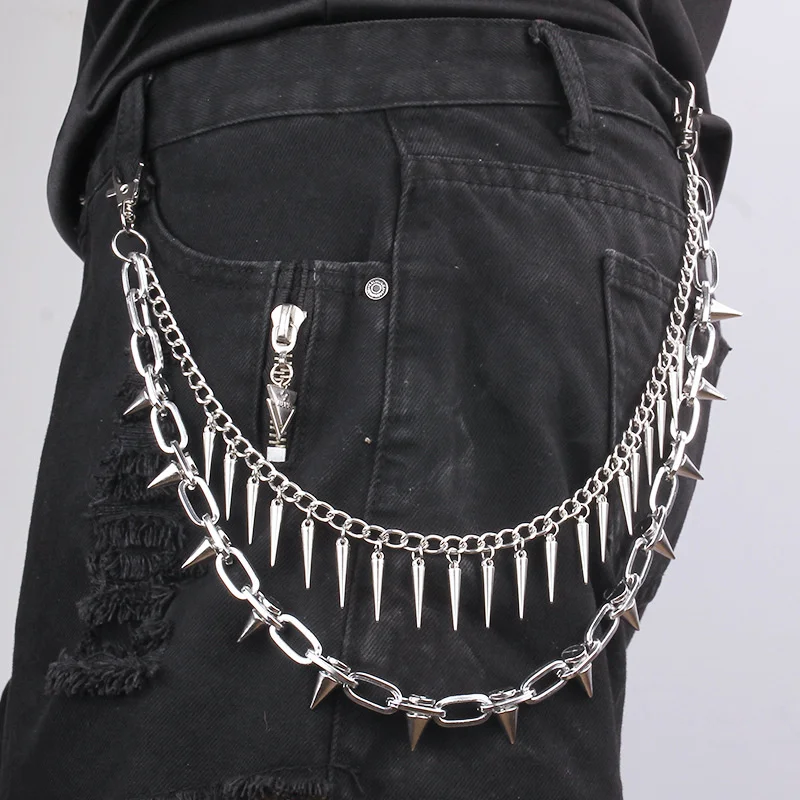 2-Styles-Layered-Punk-Chain-On-The-Jeans-Pants-Women-Spike-Keychains ...