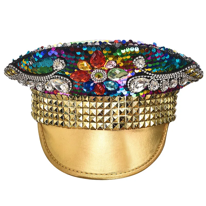 Luxury Gold Rivets And Colorful Sequined Rhinestones Rave Festival ...