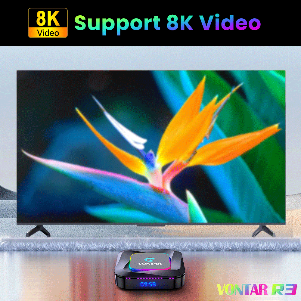 Boîtier TV - VONTAR - R3 - Android 13 - 8K - WiFi 6 - 2Go RAM, 16Go ROM ...