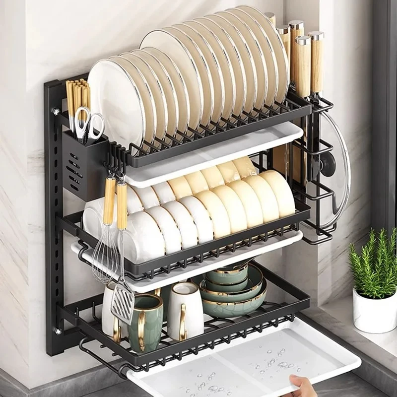 2-3-Layer-Kitchen-Dish-Rack-Wall-Mounted-Multifunctional-Storage-Rack ...