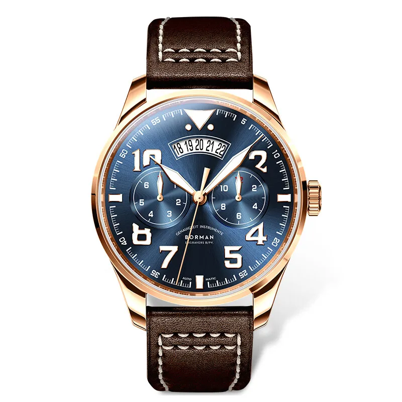 BORMAN Men Automatic Watch 42mm Mechanical Wristwatch Waterproof ...