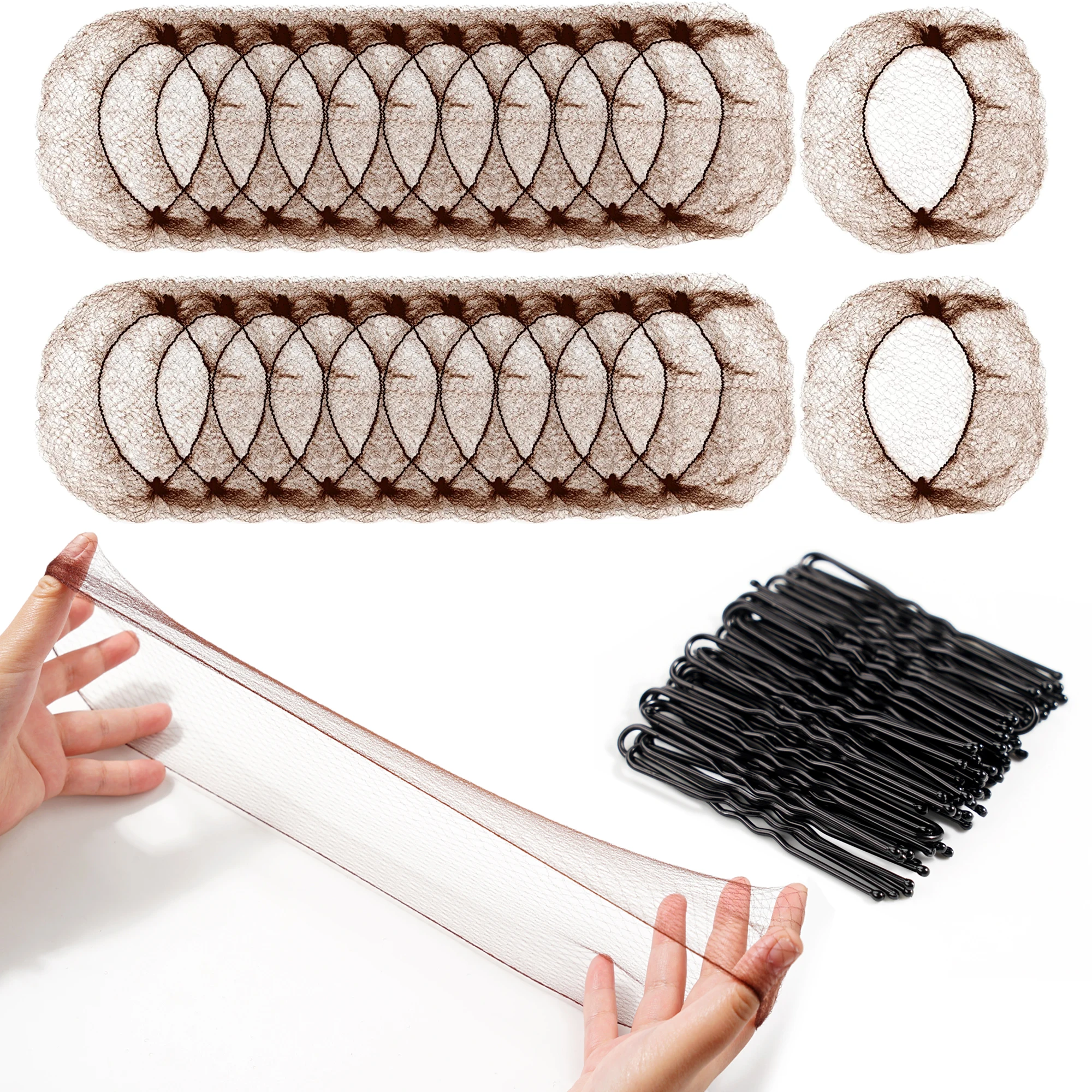 Invisible-Hair-Nets-and-U-Shaped-Hair-Pins-Set-Hair-Bun-Shaper-Set ...