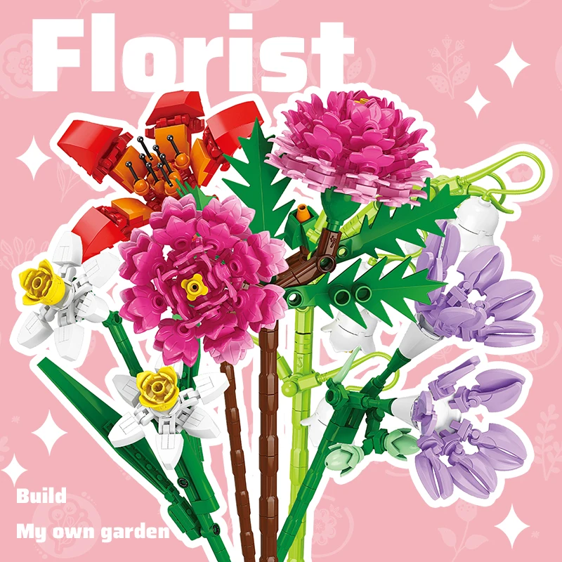 Building-block-bouquet-with-small-particles-DIY-flower-decoration ...