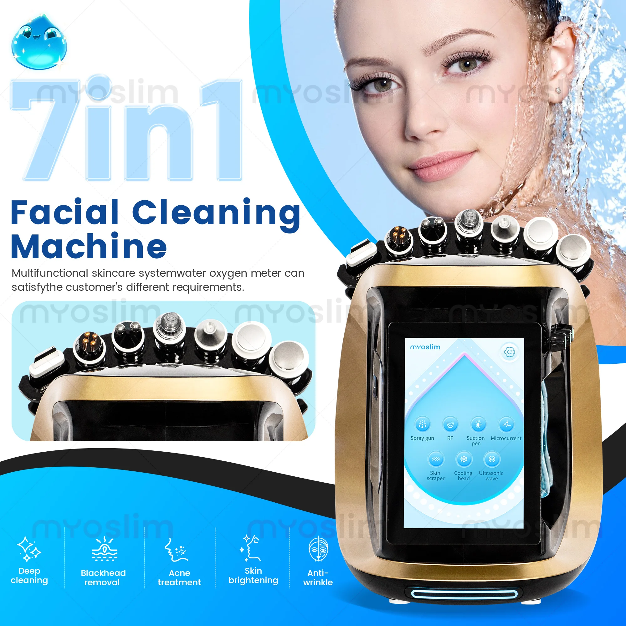 7-in-1 Hydro Oxygen Facial Skin Care Machine Ultrasonic Rejuvenation ...