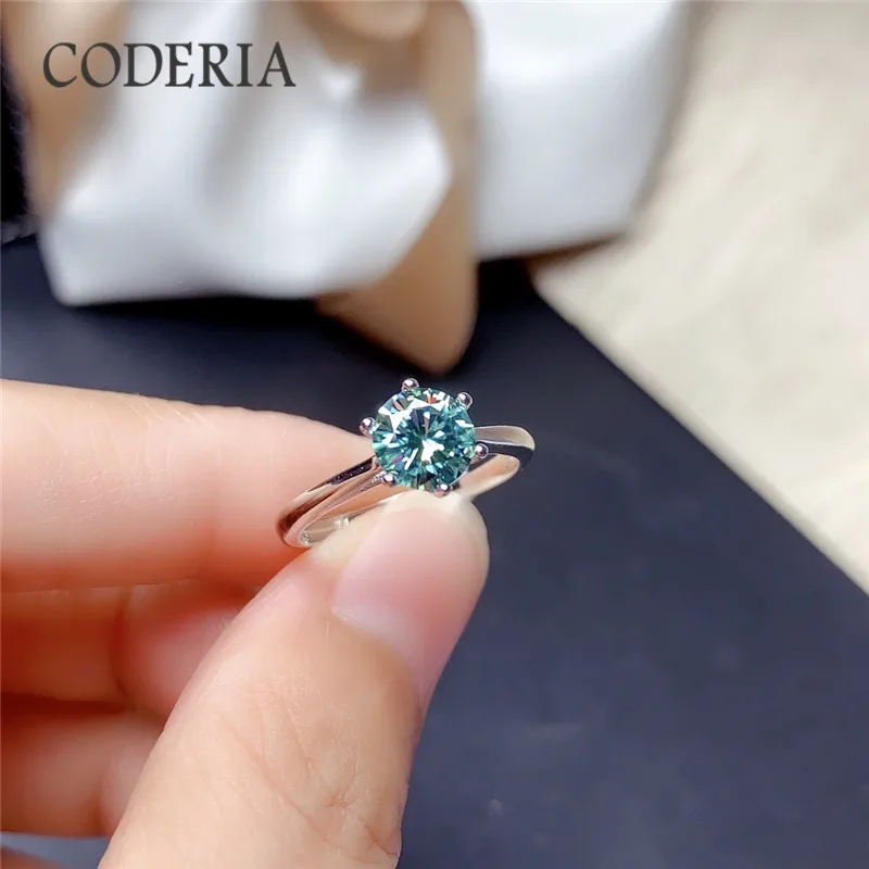 Gemstone Engagement Ring Green | 3carat Moissanite Stones Ring - Blue ...
